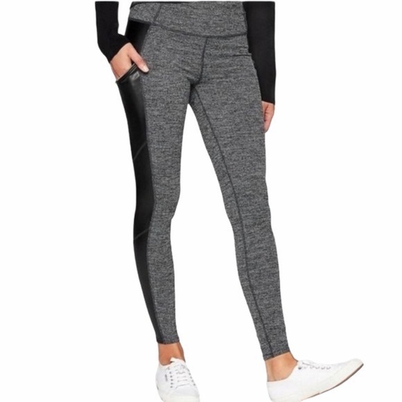 Athleta | Pants & Jumpsuits | Athleta Gray Herringbone Black Faux ...